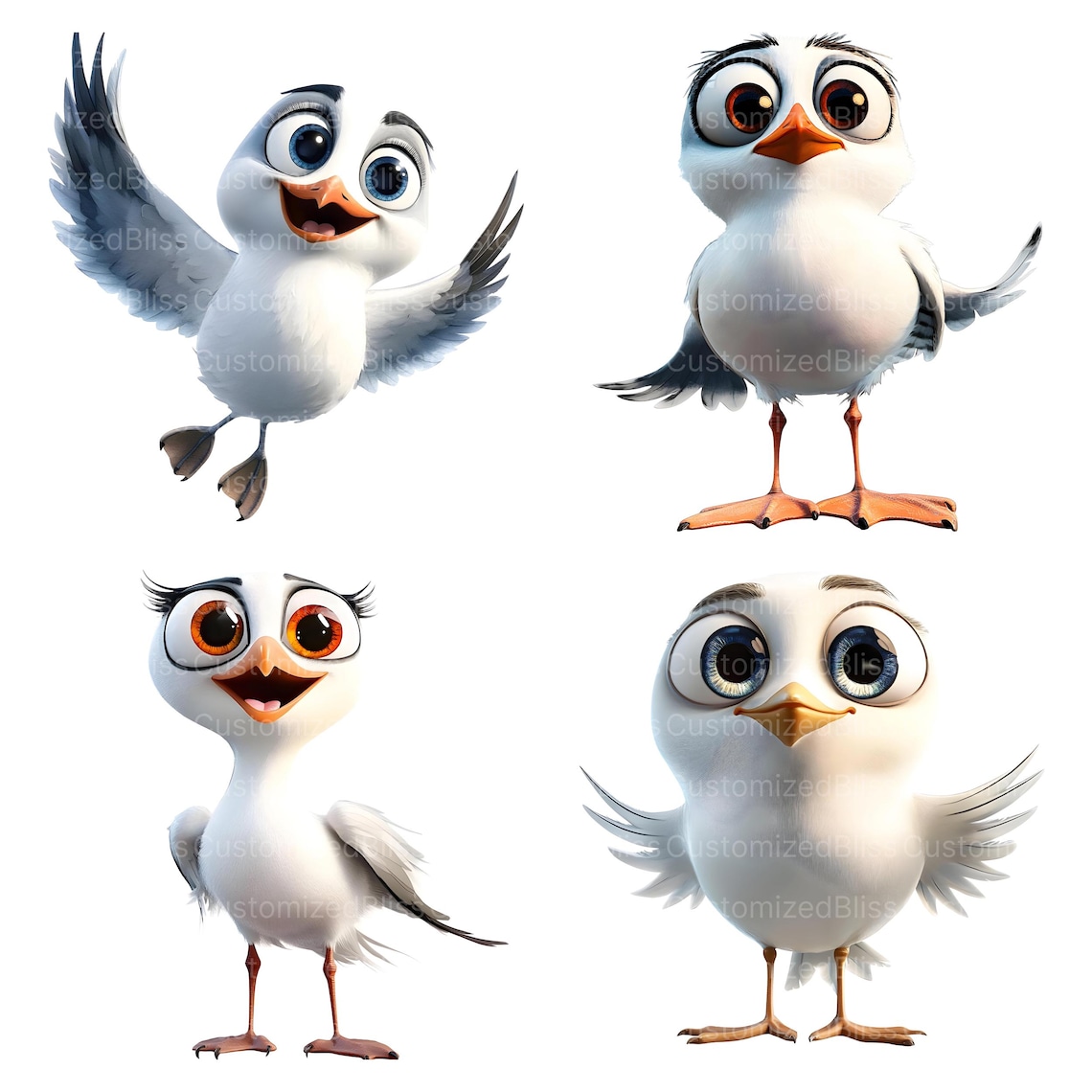 12 Quirky Gull, Seagull Clipart Bundle, Seagull Clip Art, Seagull ...