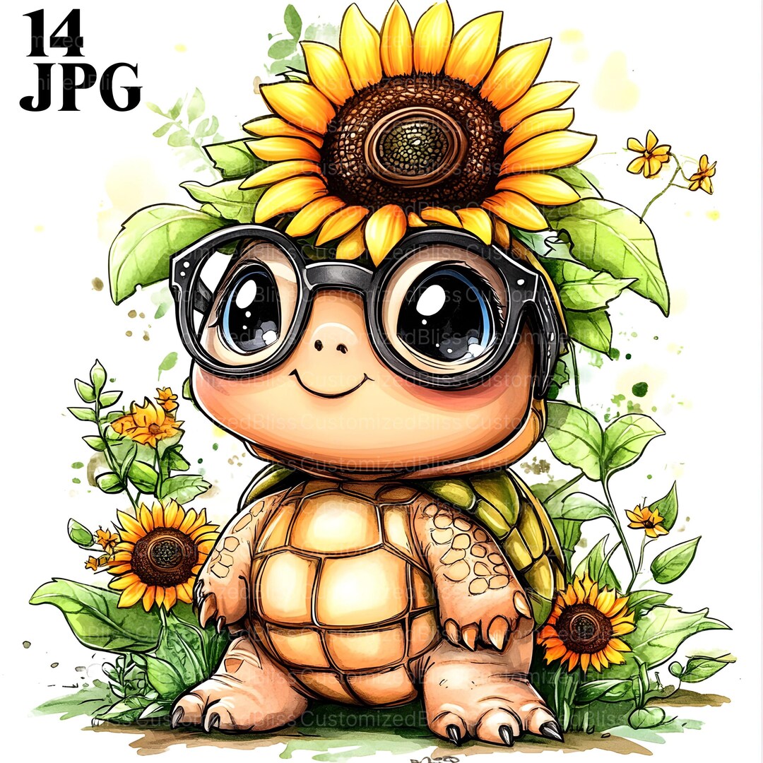 Turtle Clipart, Sunflowers Clip Art, Garden Clipart, 14 High Quality ...