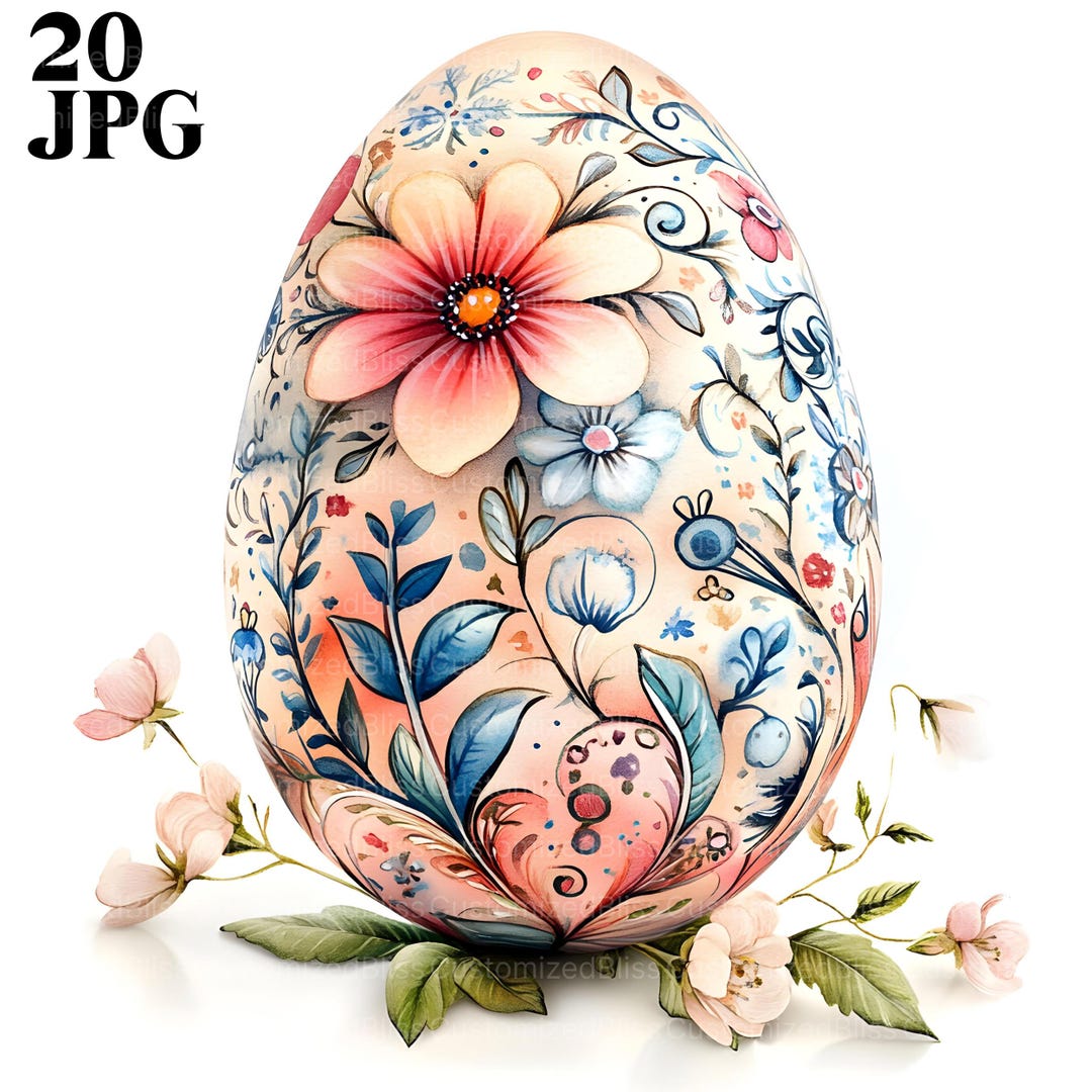 20 Easter Eggs Clipart, Spring Clipart, Easter Clipart, Floral Clipart ...
