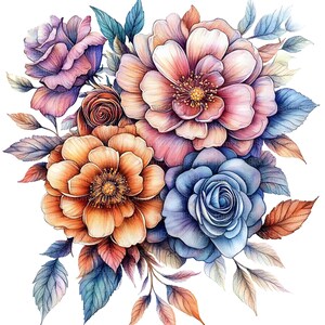 16 Folk Art Roses Clipart, Folk Art Clipart, Folk Clipart, Flower ...