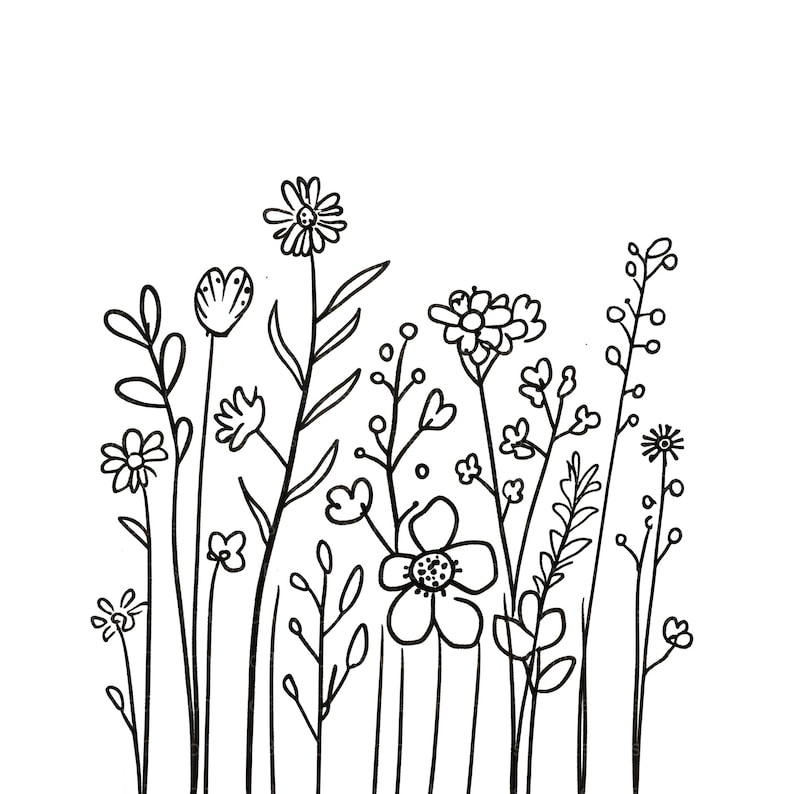 18 Doodle Wildflowers Clipart, Hand Drawn Flowers, Doodle Clipart ...