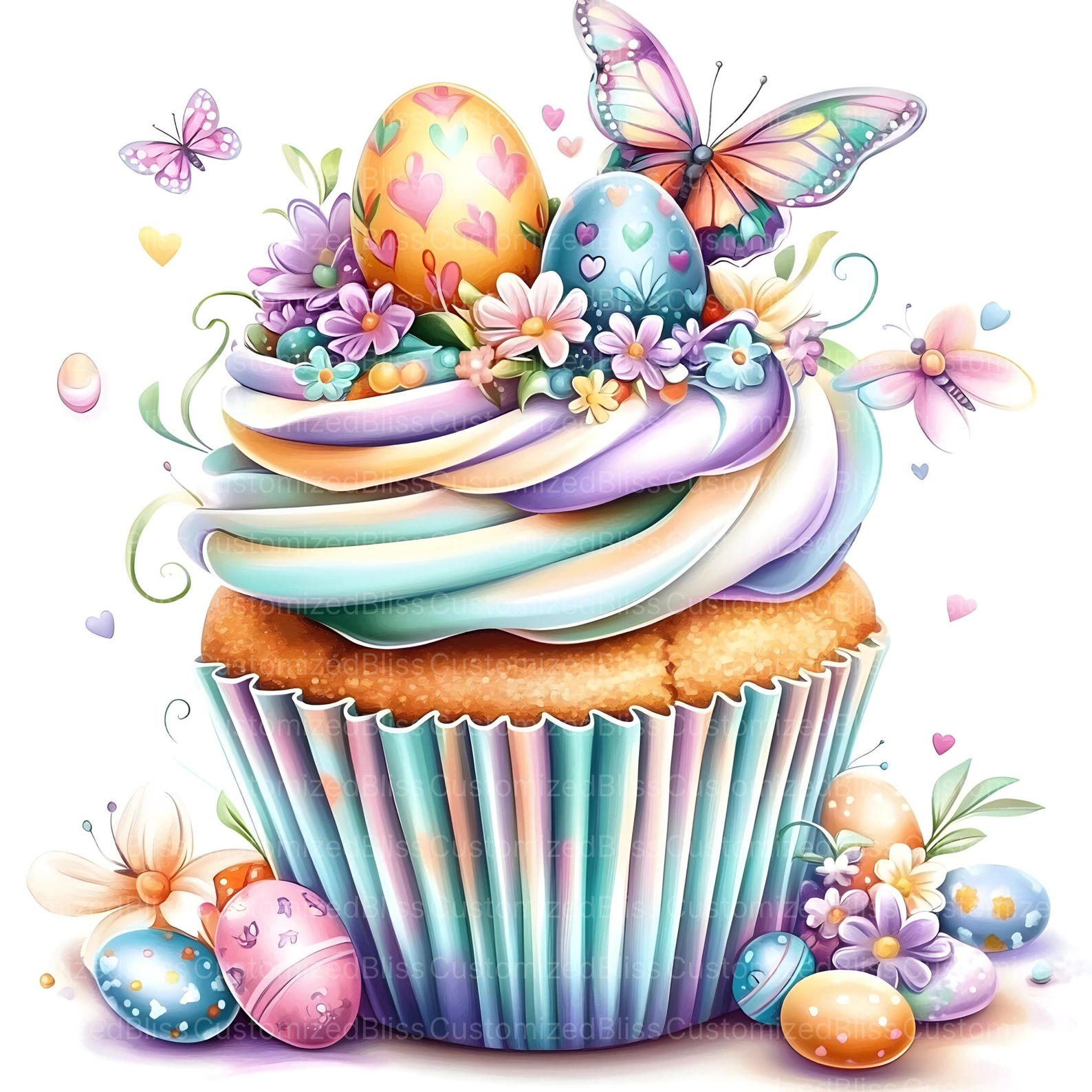 19 Easter Cupcakes Clipart, Easter Eggs Clipart, Easter Clipart, High ...