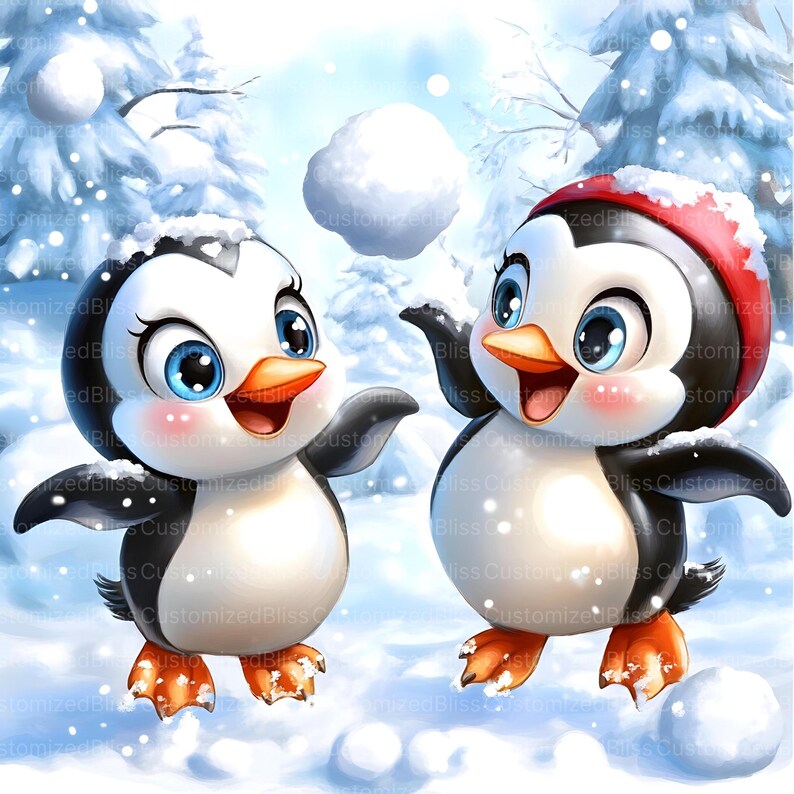 19 Cute Penguin Clipart, Cartoon Penguin, Winter Clipart, Snow Clipart ...