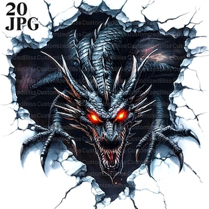 20 Majestic Dragon Clipart, Dragon Graphic, Fierce Dragon Clipart Bundle, Dragon Fire, Fantasy ...