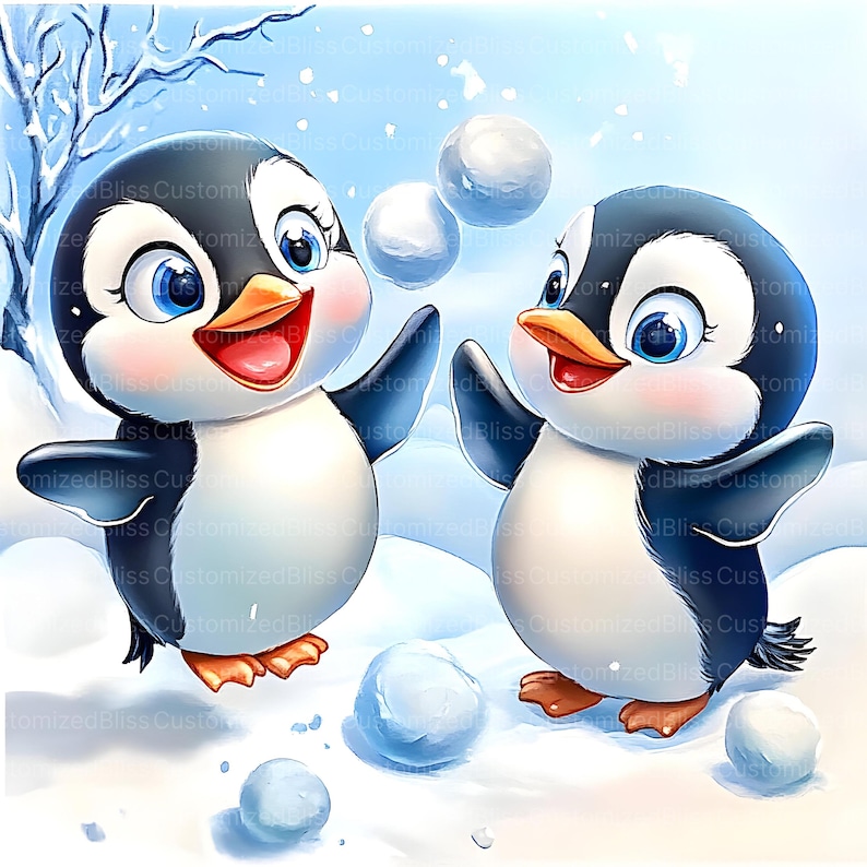 19 Cute Penguin Clipart, Cartoon Penguin, Winter Clipart, Snow Clipart ...