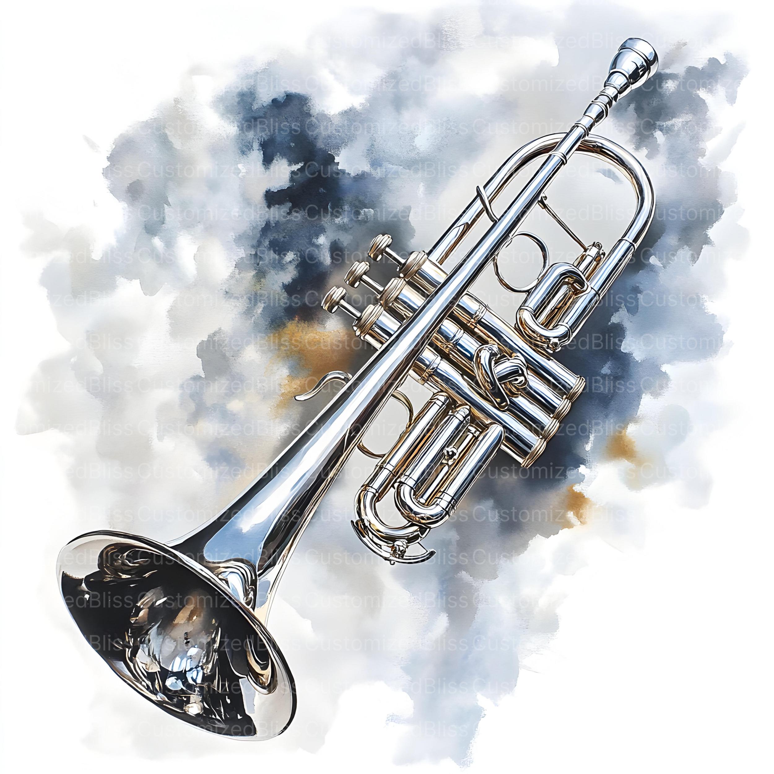 17 Modern Trumpet Clipart Bundle, Music Clipart, Musical Instrument ...