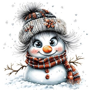 Funny Snowman Clipart, Winter Hat, Winter Clipart, 15 High Quality Jpgs ...