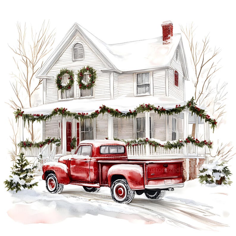 Christmas Farmhouse Clipart, 20 High Quality Jpgs, Winter Clipart ...