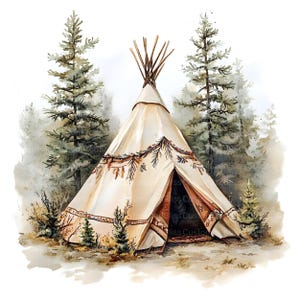 20 Native American Tent Clipart, Boho Clipart, High Quality Jpgs ...