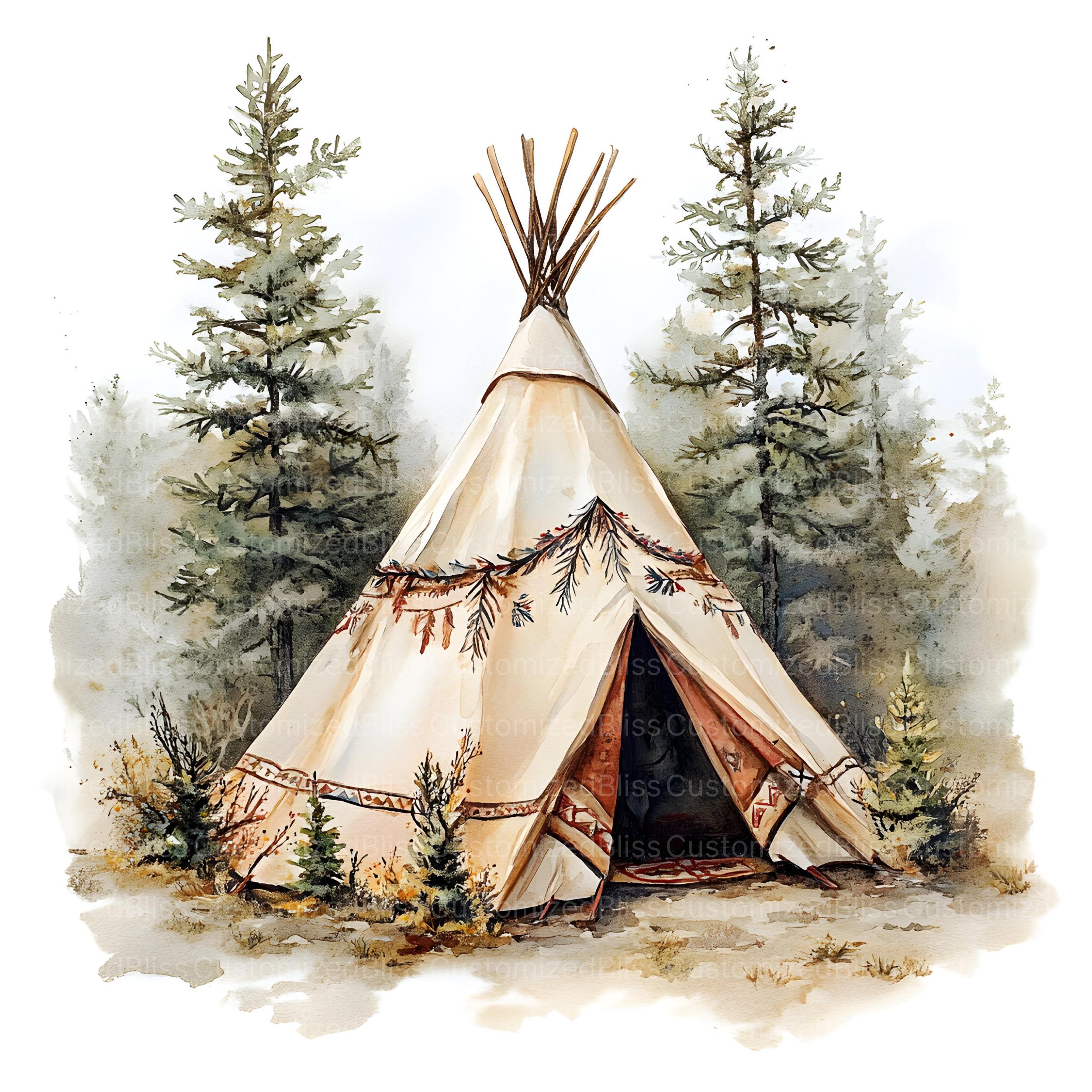 20 Native American Tent Clipart, Boho Clipart, High Quality Jpgs ...