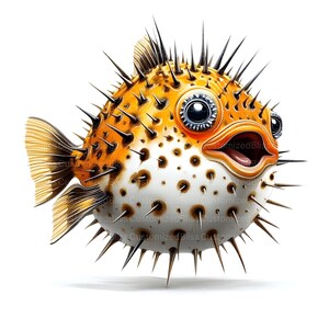 Puffer Fish Clipart, 12 High Quality Jpgs, Pufferfish Clipart, Fish ...