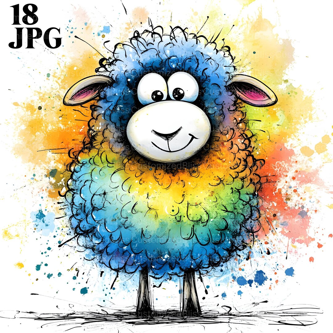 Lamb Clipart, Sheep Clipart, Lamb Nursery, Rainbow Sheep, 18 High ...