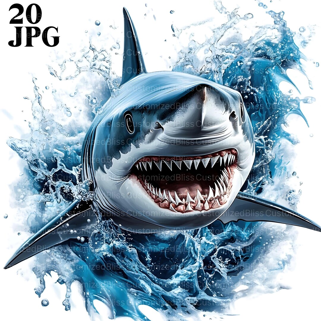 20 Shark Clipart, Shark Graphic, Shark Printables, Ocean Design, Ocean ...