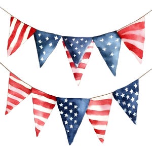 20 USA Flag Clipart, Patriotic Bunting Clipart, High Quality Jpgs ...