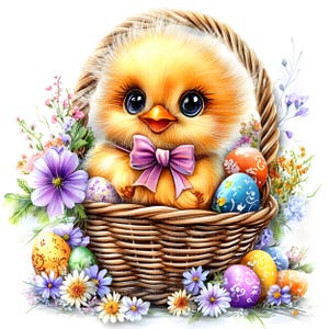 20 Easter Baskets, Chick Clipart, Easter Chicken, Easter Clipart ...