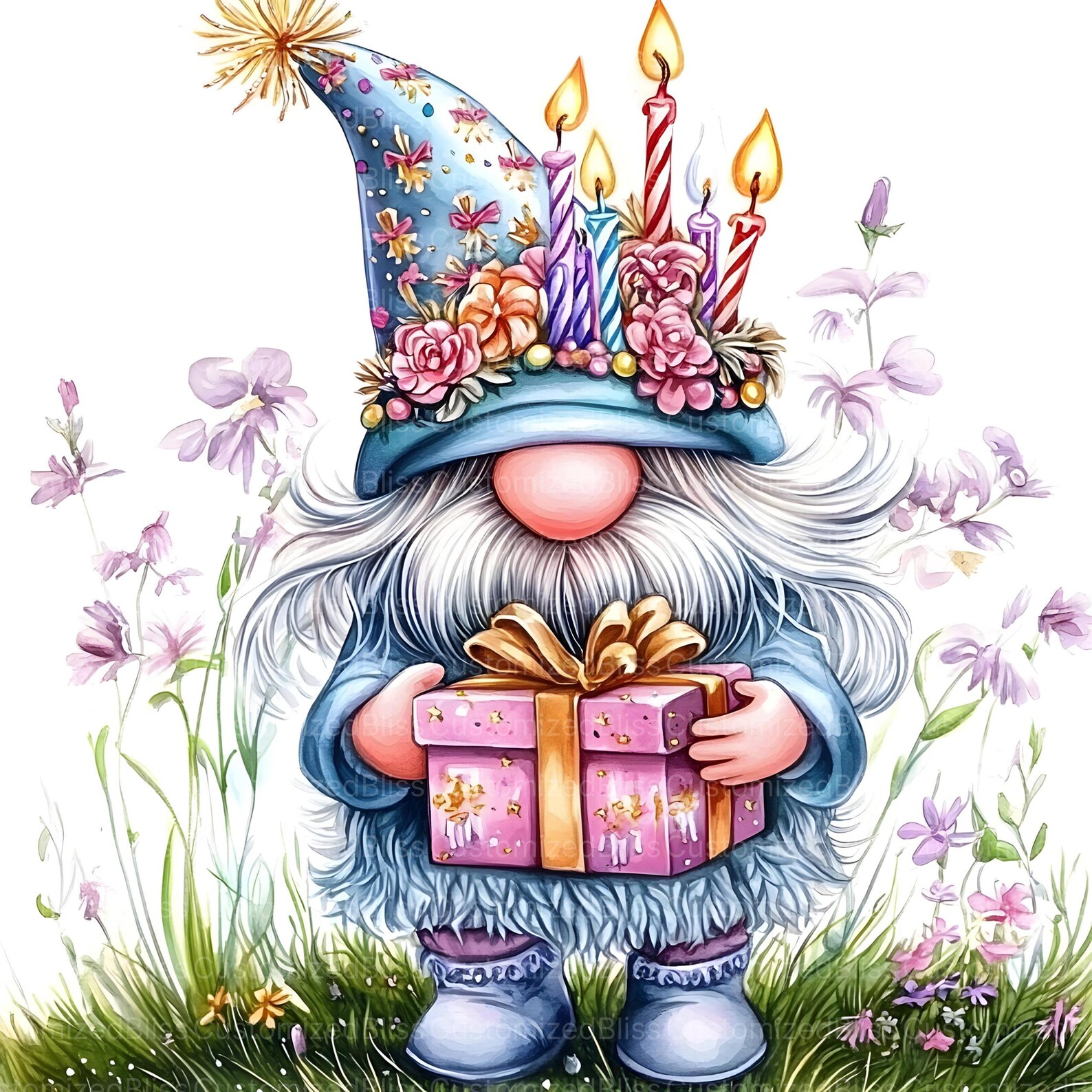 20 Watercolor Birthday Gnome, Funny Gnome, Summer Gnome, Elf Clipart ...
