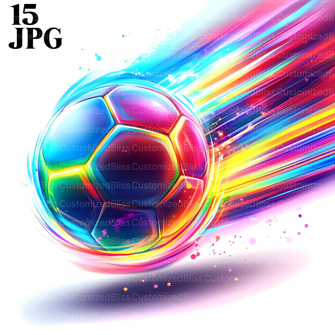 Neon Soccer Ball Clipart, 15 High Quality Jpgs, Soccer Ball Graphic ...