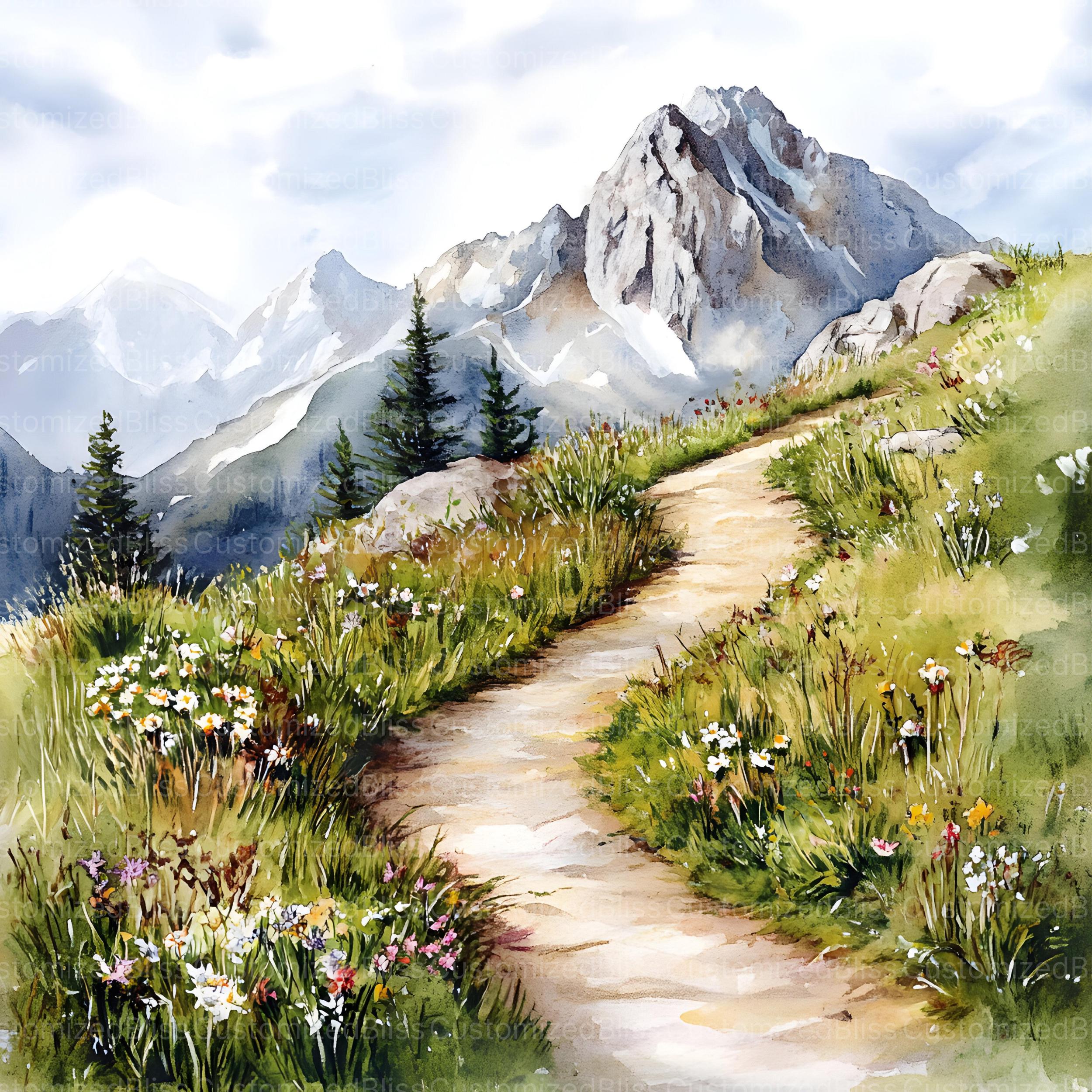 17 Berg Weg Clipart, Berg Clipart, hochwertige JPG, Aquarell Clipart ...