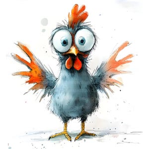 14 Funny Chicken Clipart, Funky Rooster, Silly Chicken Illustration ...