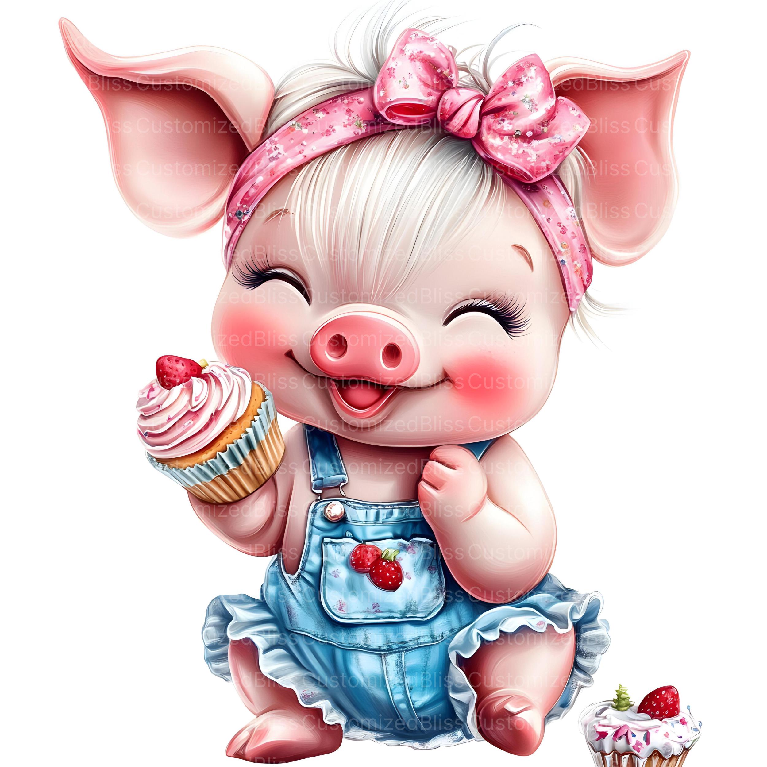 13 Pig Clip Art, Baby Piglet Winking, Girl Bandana, High Quality Jpgs ...