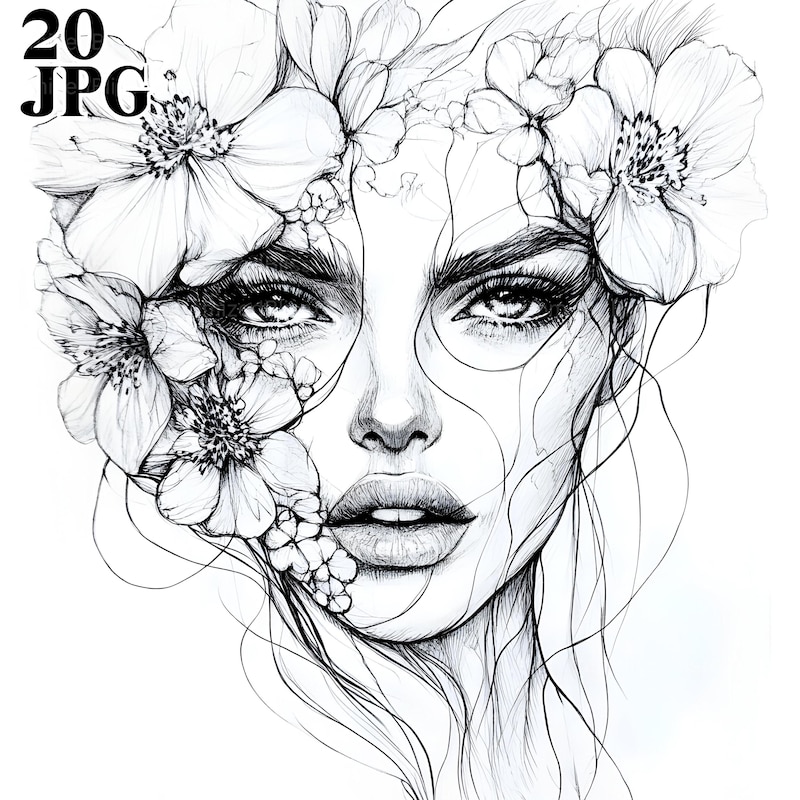 Female Line Art Prints - Etsy