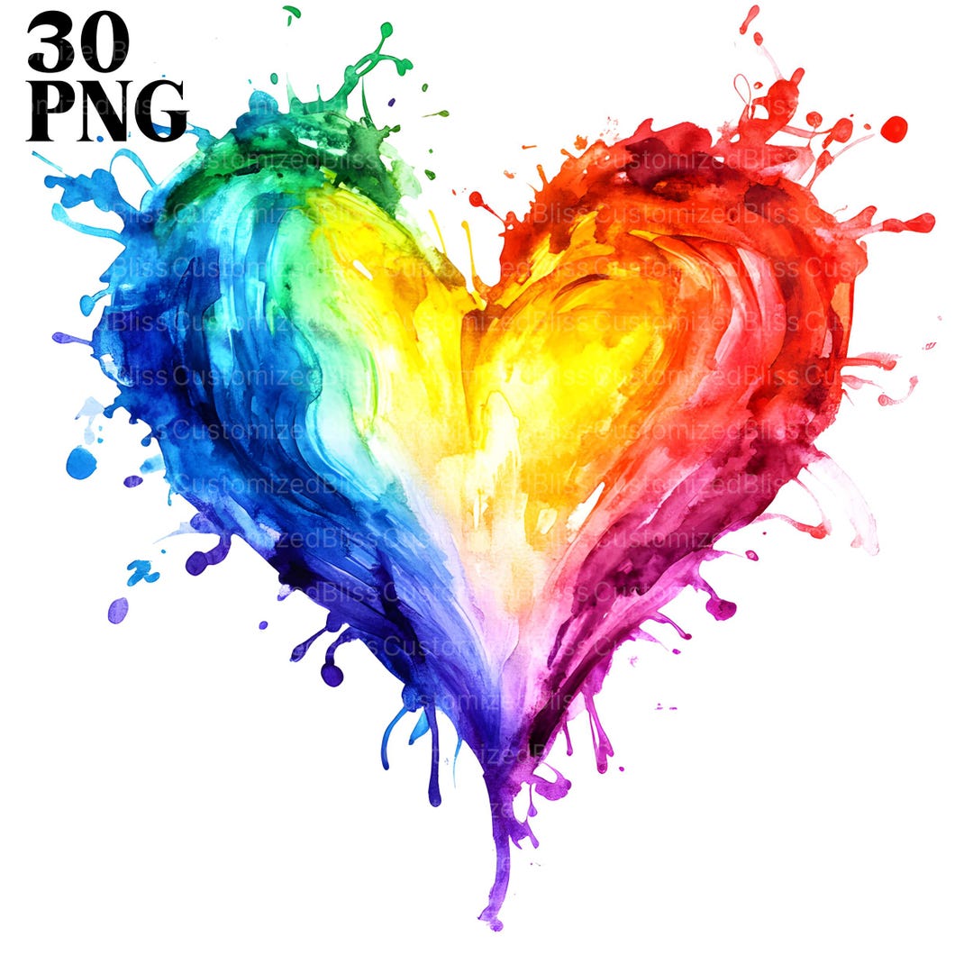 Colorful Hearts Clipart, 30 High Quality Pngs, Multicolor Heart ...
