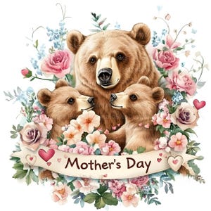 16 Mothers Day Clipart, Bear Clipart, Floral Clipart, High Quality Jpgs ...