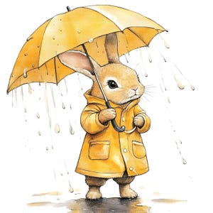 19 Bunny Rainy Clipart, Bunny With Umbrella, Bunny Clipart, Watercolor ...