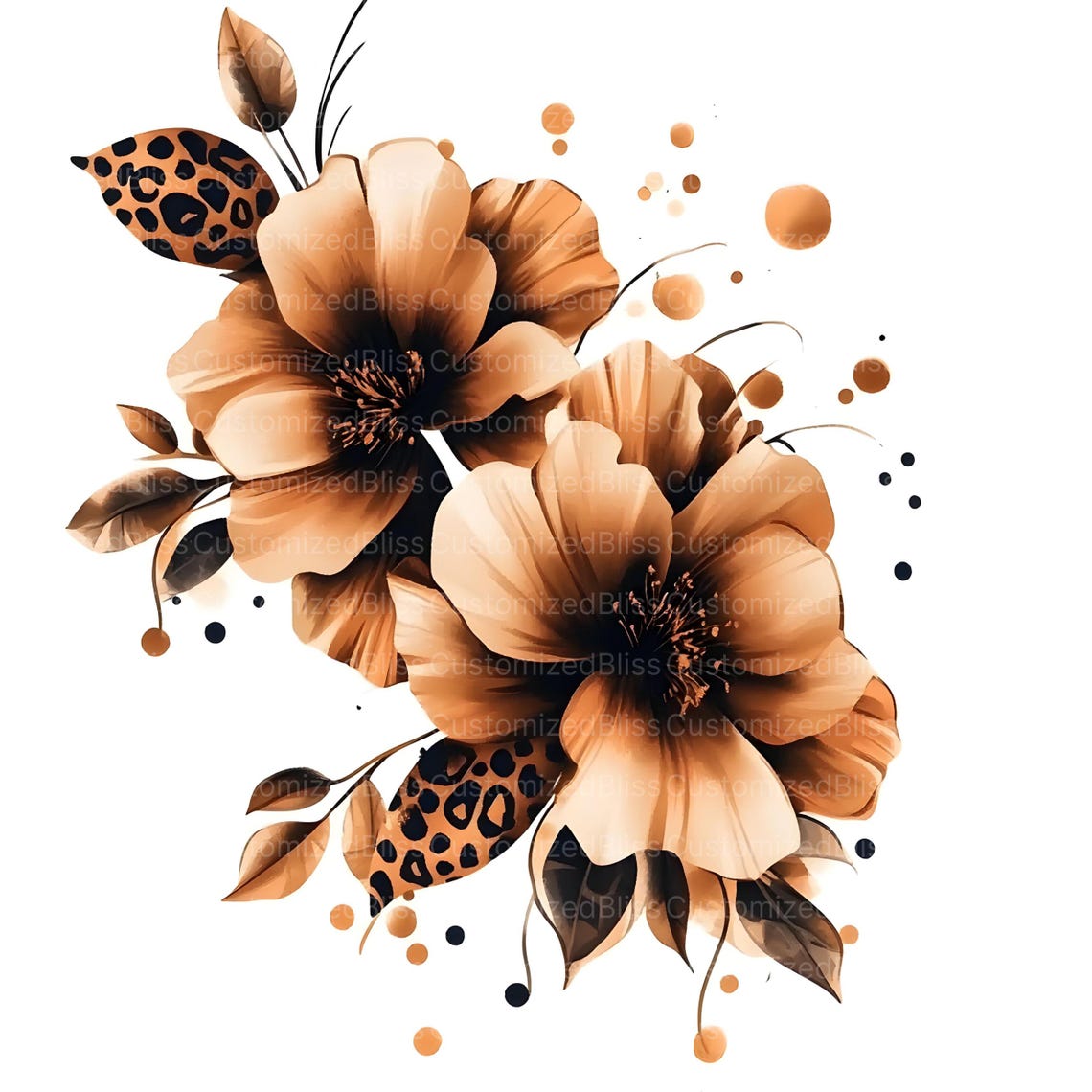16 Leopard Flowers Clipart, Watercolor Flower Clip Art, Clipart Flowers ...