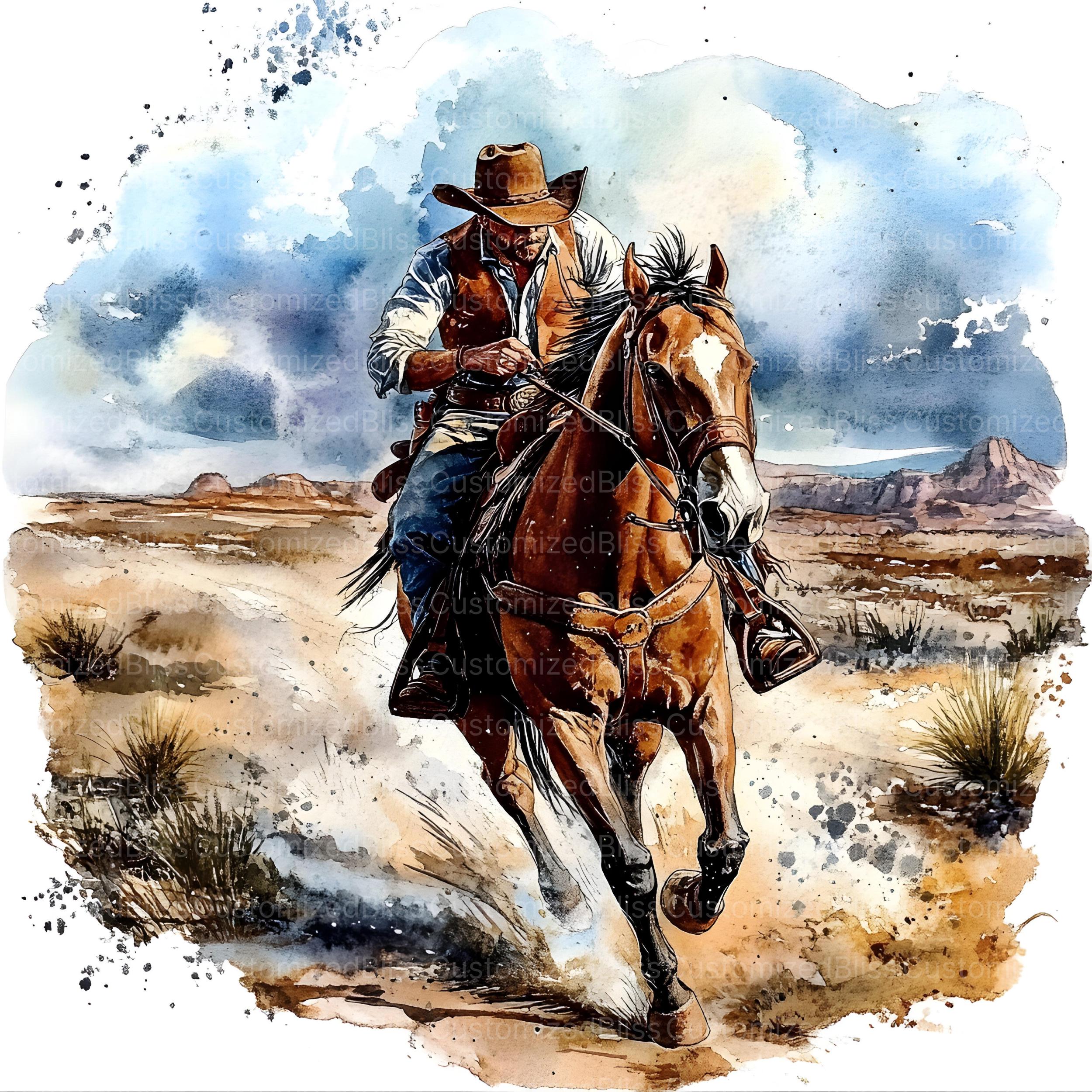 16 Vintage Cowboy Round Clipart, Cowboy Clipart, Cowboy Clip Art, Horse ...
