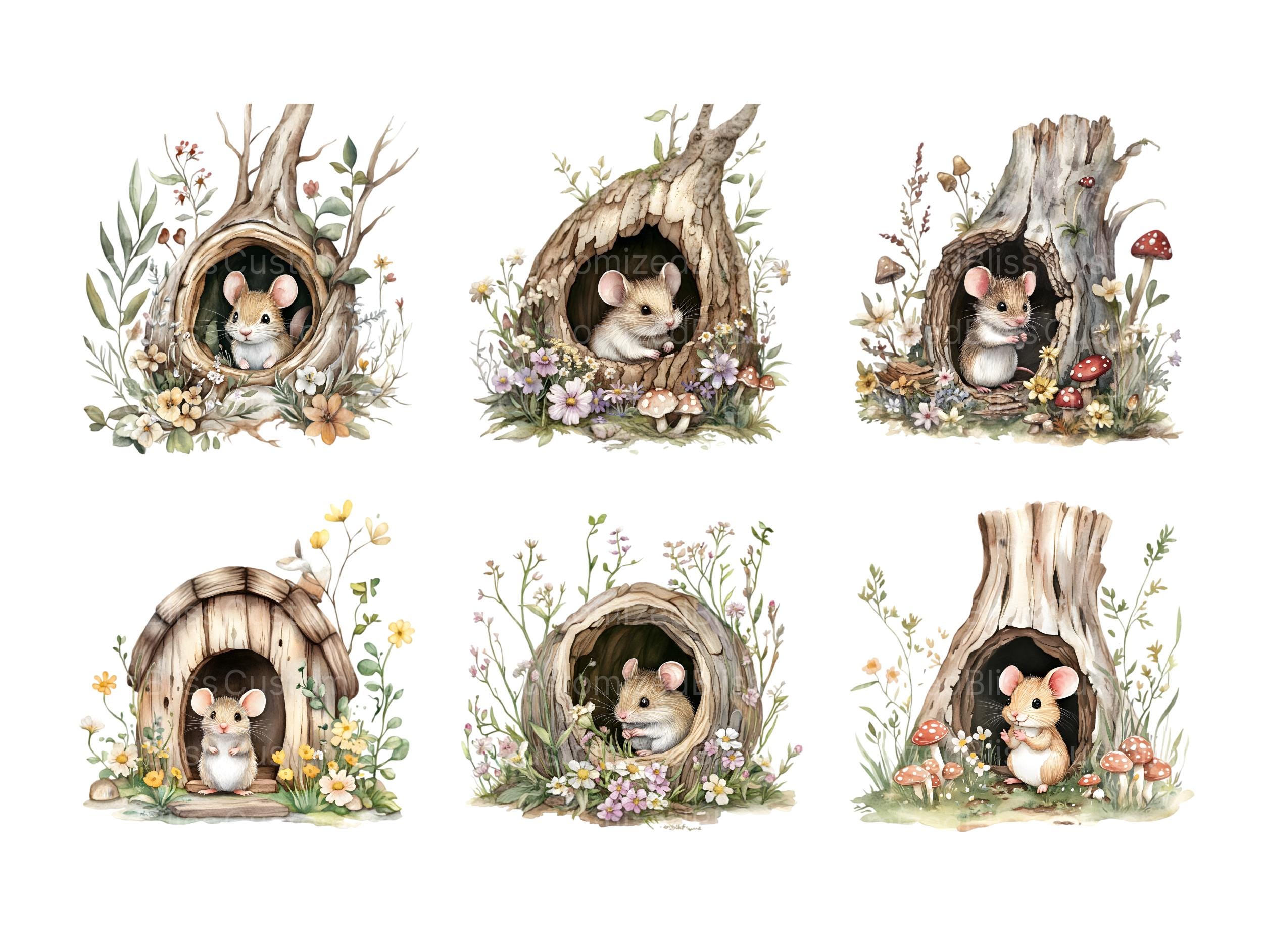 Mouse House Den Clipart Bundle, 30 High-quality PNG, Mouse PNG, Craft ...