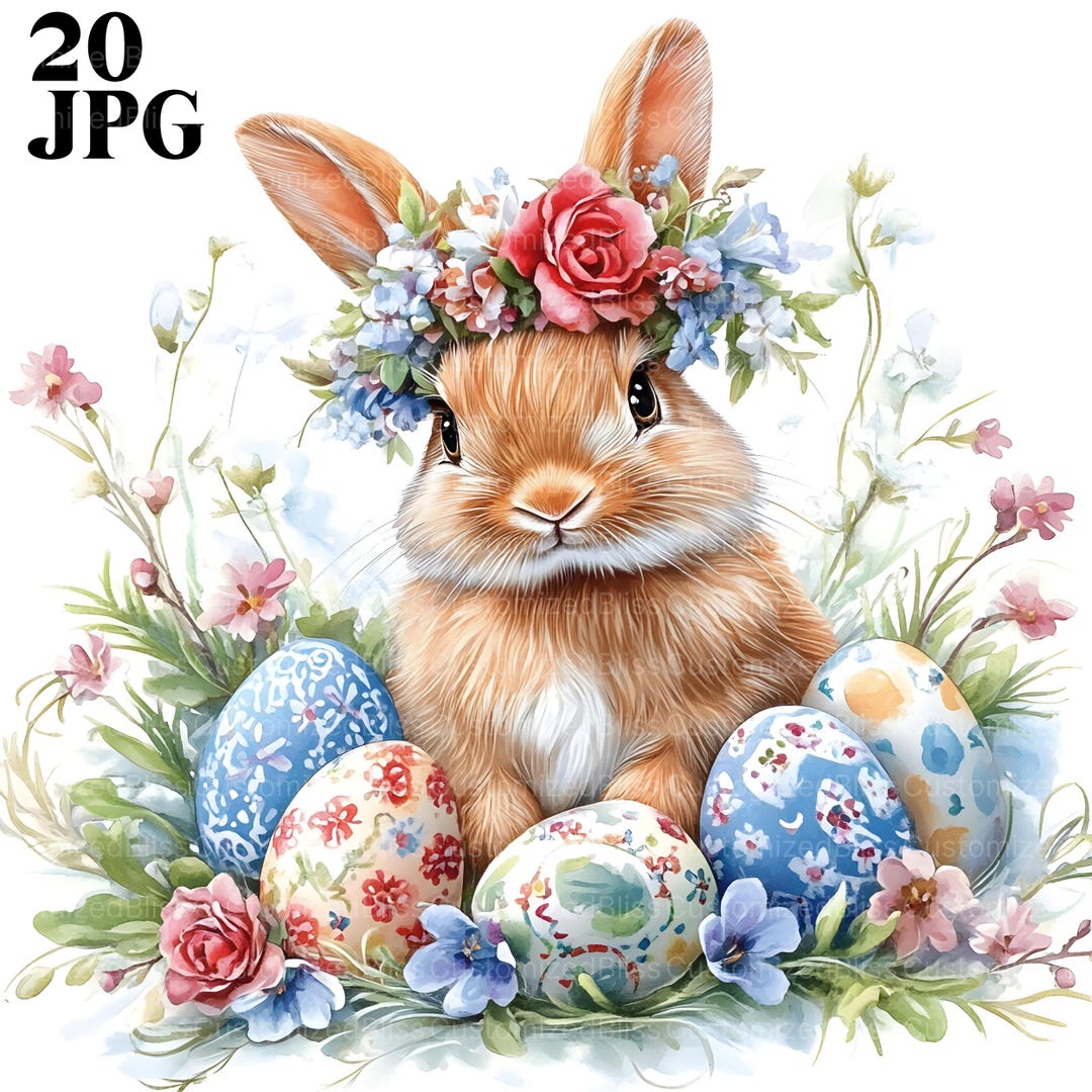 20 Easter Clipart, Bunny Clipart, Easter Eggs Clipart, Spring Clipart ...