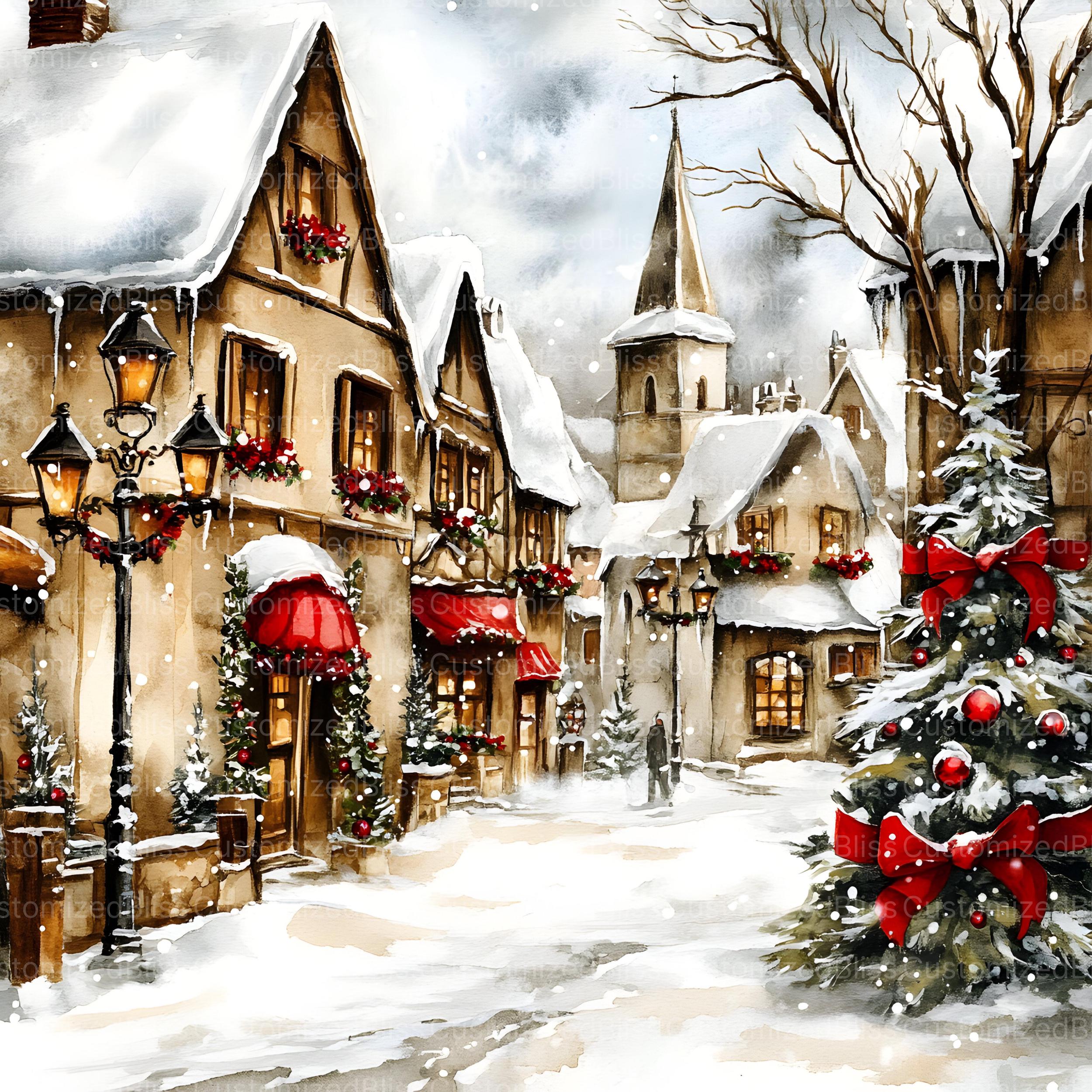 Vintage Snowy Christmas Home Scenery Clipart Bundle, 19 High Quality ...