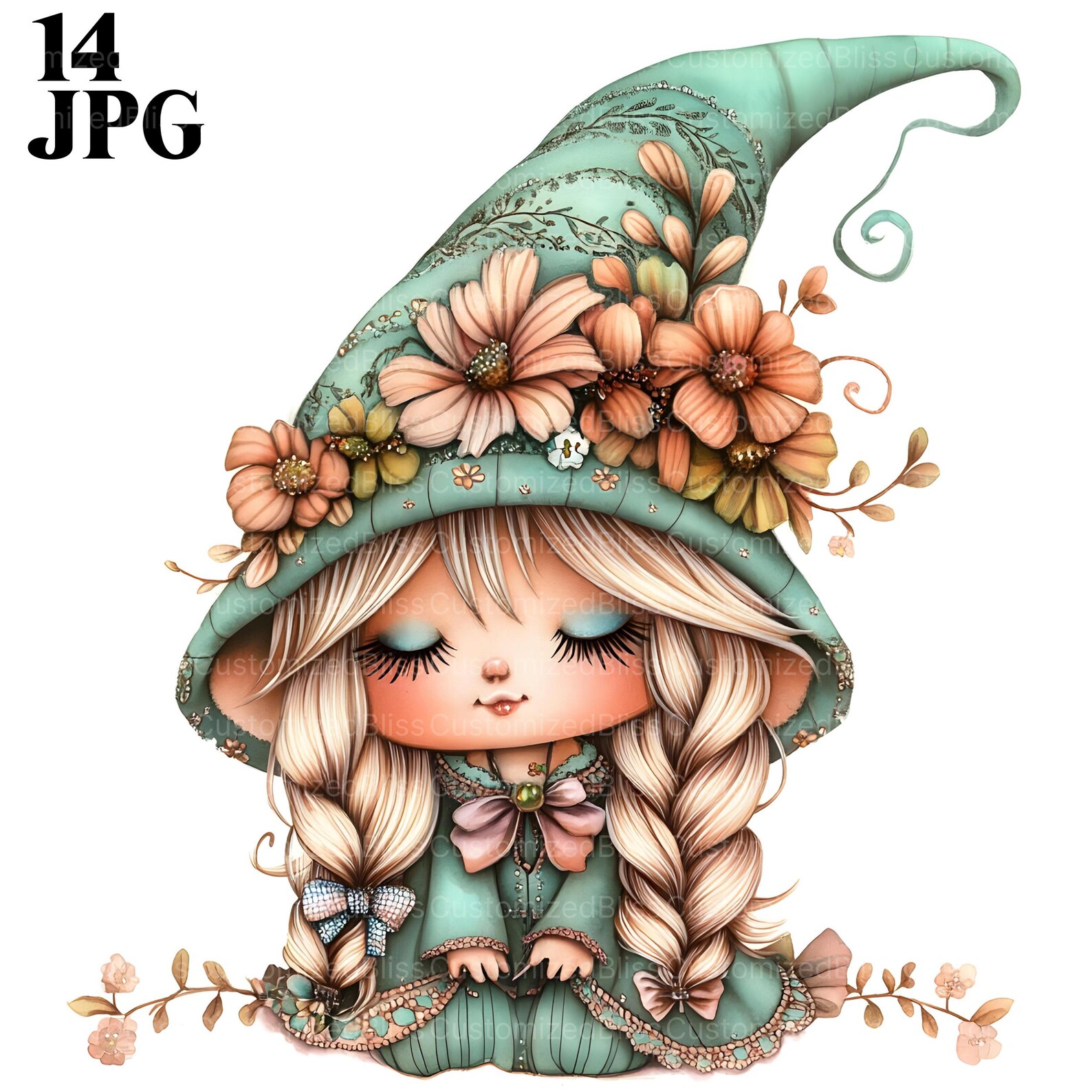 14 Girl Gnome Clipart, Spring Gnome Clipart, Watercolor Gnome, Spring ...