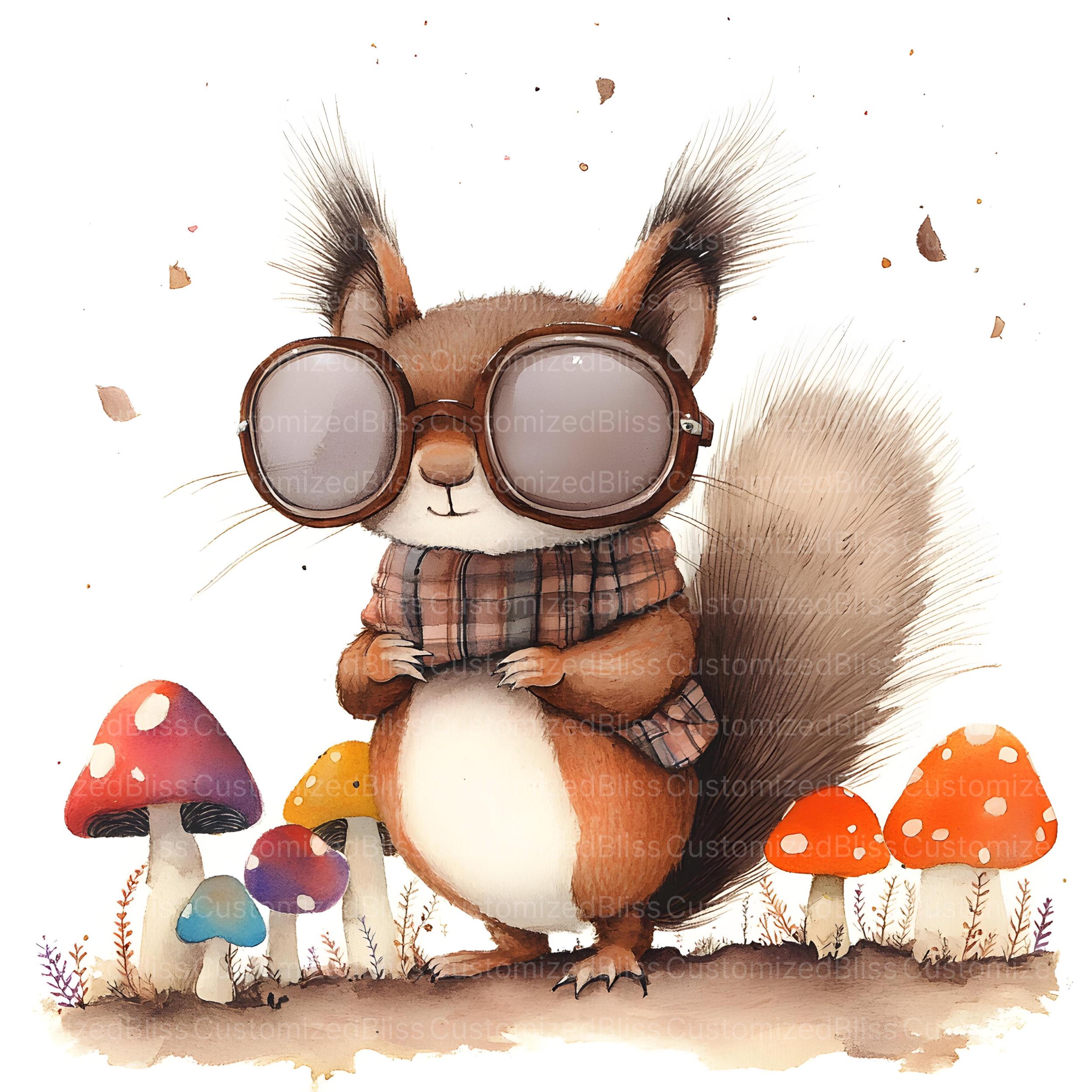 20 Quirky Squirrel Clipart, Whimsical Squirrel, Watercolor Squirrel ...