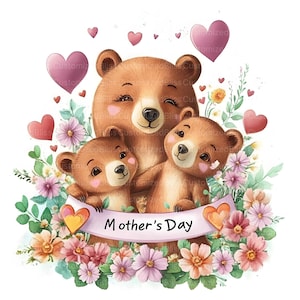 16 Mothers Day Clipart, Bear Clipart, Floral Clipart, High Quality Jpgs ...