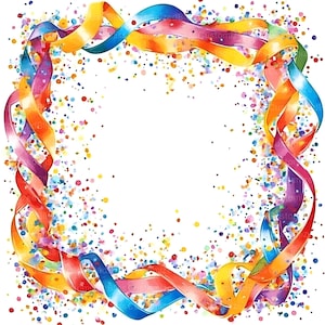 20 Confetti Frame Clipart, Colorful Confetti Border Images, High Quality Jpgs, Junk Journal ...
