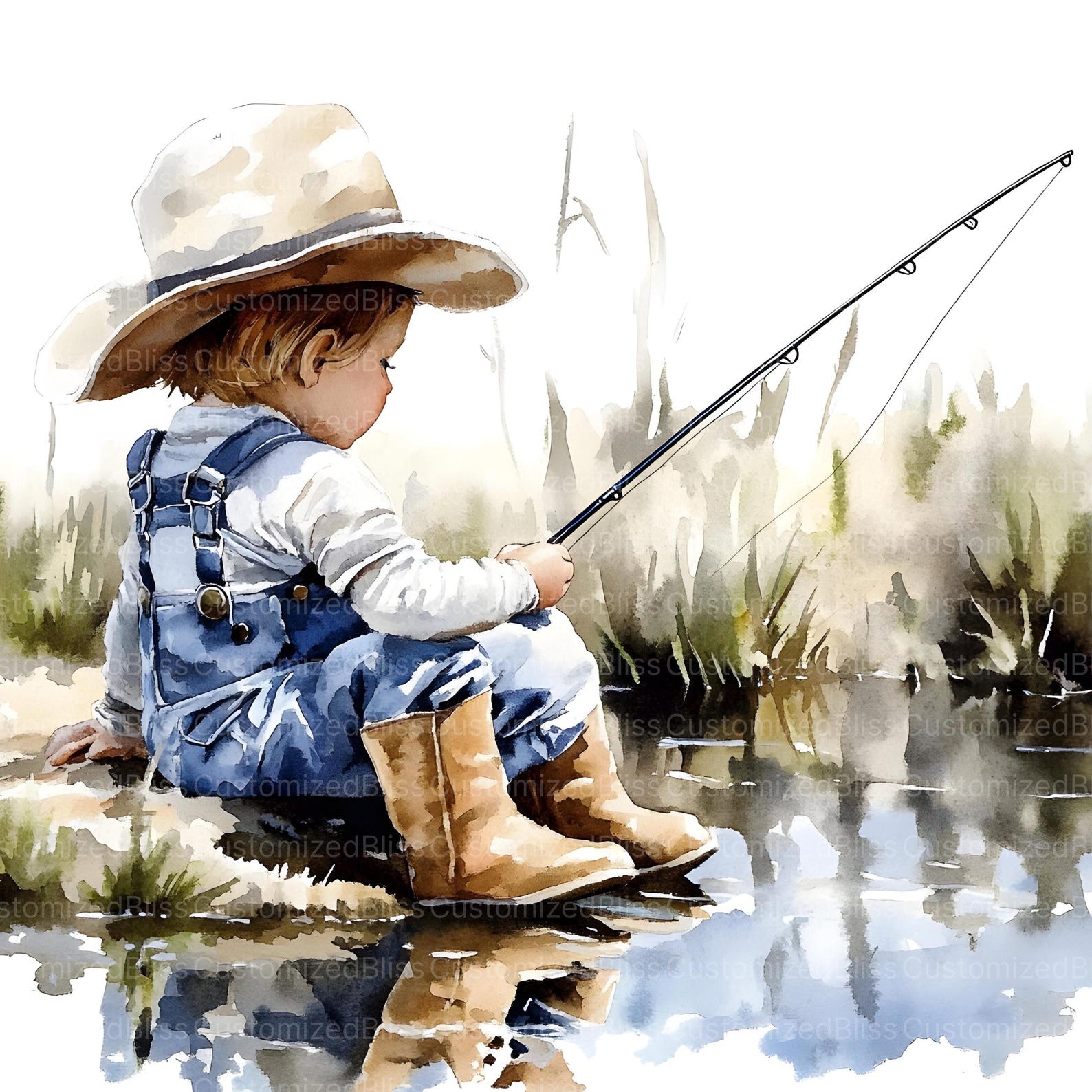 20 Kid Fishing Clipart, Little Boy Fishing, High Quality Jpgs ...