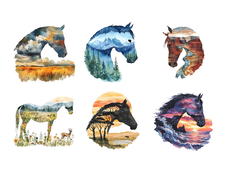 Majestic Horse Clipart, Ethereal Equine Clipart Bundle, 29 High Quality ...