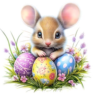 20 Cute Easter Mouse Clipart, Easter Clipart, Easter Eggs Clipart, High ...
