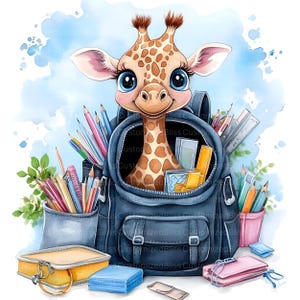 16 Cute Back to School Giraffe Clipart, School Clipart, High Quality ...