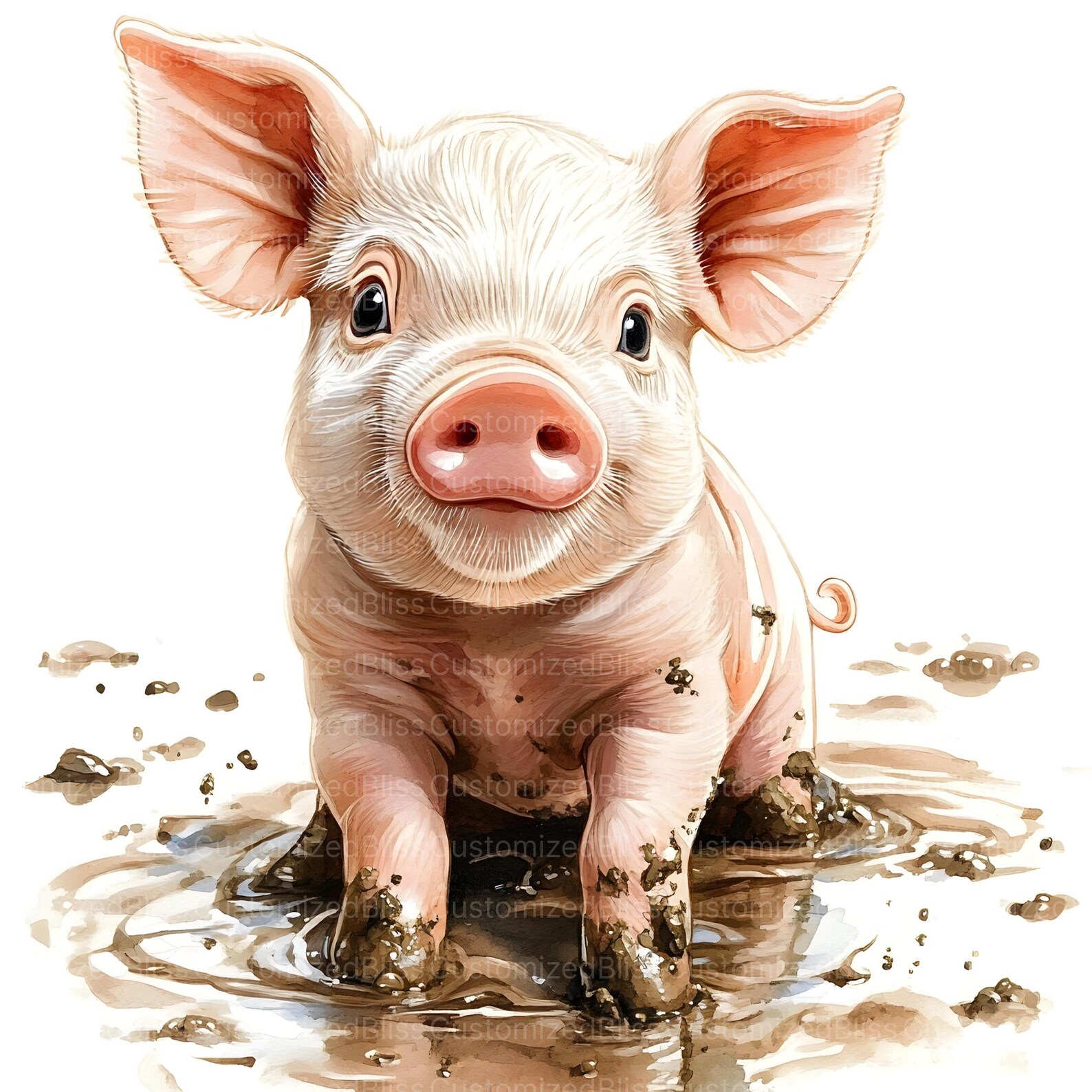 16 Pig in Mud Puddle Clipart, Pig Clipart, Piglet Clipart, Mud Clipart ...