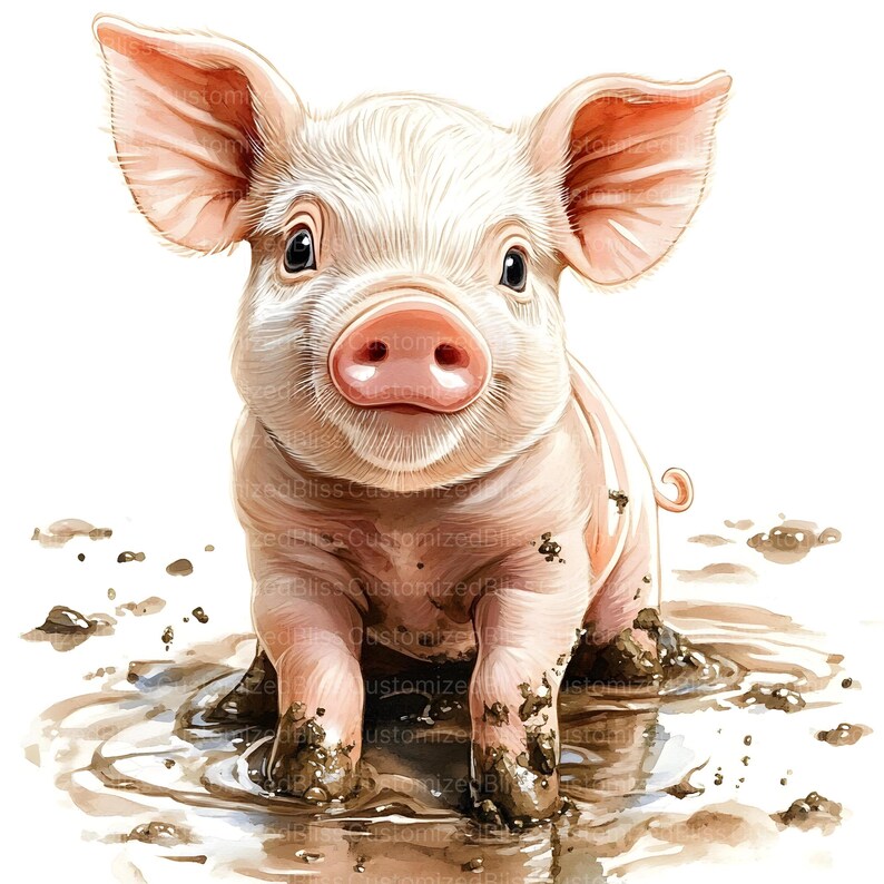 16 Pig in Mud Puddle Clipart, Pig Clipart, Piglet Clipart, Mud Clipart ...