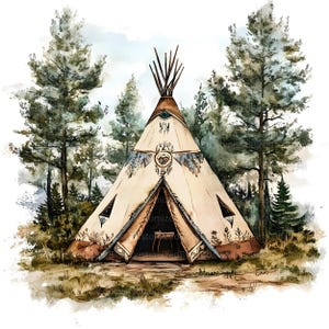 20 Native American Tent Clipart, Boho Clipart, High Quality Jpgs ...