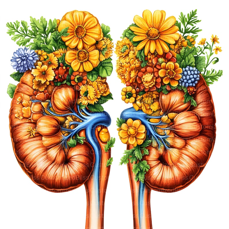 19 Floral Kidneys Clipart, Kidney Flowers Clipart Bundle, Healthcare ...