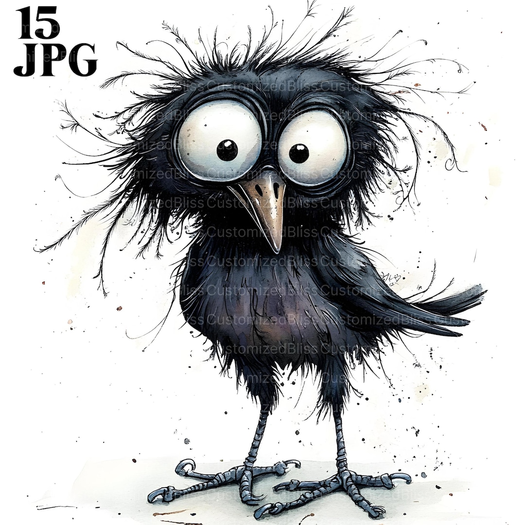 Frazzled Crow Clip Art, 15 High Res Watercolor Jpgs for Junk Journaling ...