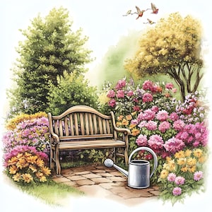 20 Summer Garden Clipart, Summer Clipart, Floral Clipart, High Quality ...