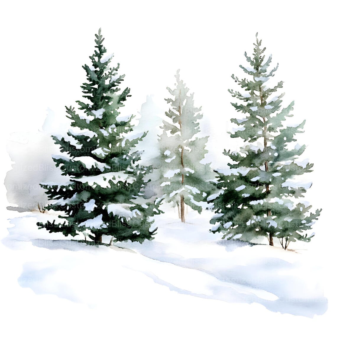 20 Winter Pine Forest Clipart, Evergreen Trees Nature Landscape, Tree ...