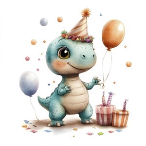 Cute Birthday Dinosaurs Clipart Bundle, Dino Clipart, Birthday Clipart ...
