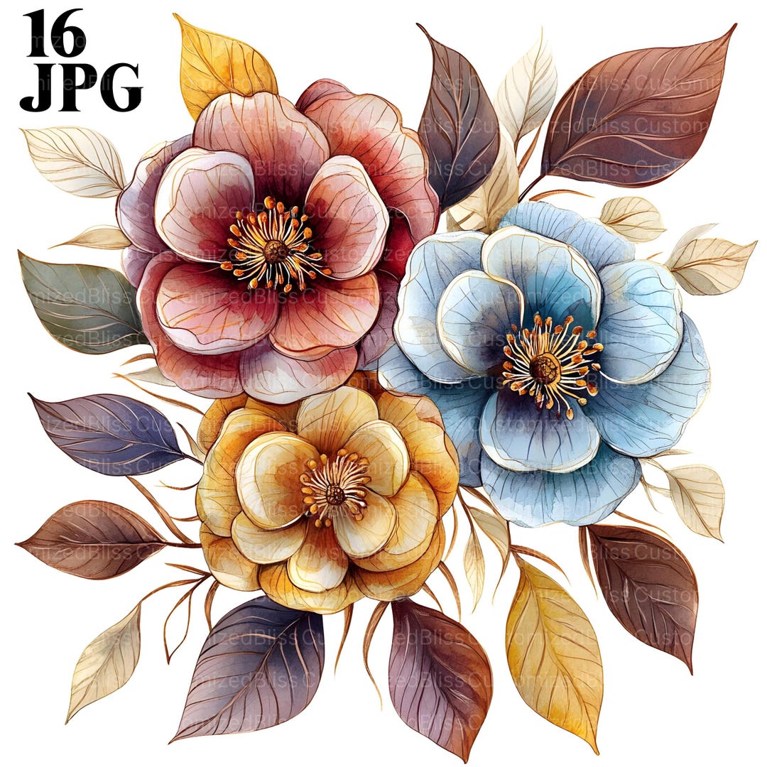 16 Folk Art Roses Clipart, Folk Art Clipart, Folk Clipart, Flower ...